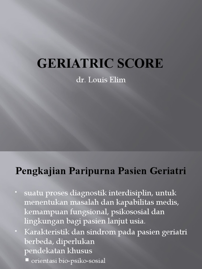 Geriatric Score | PDF