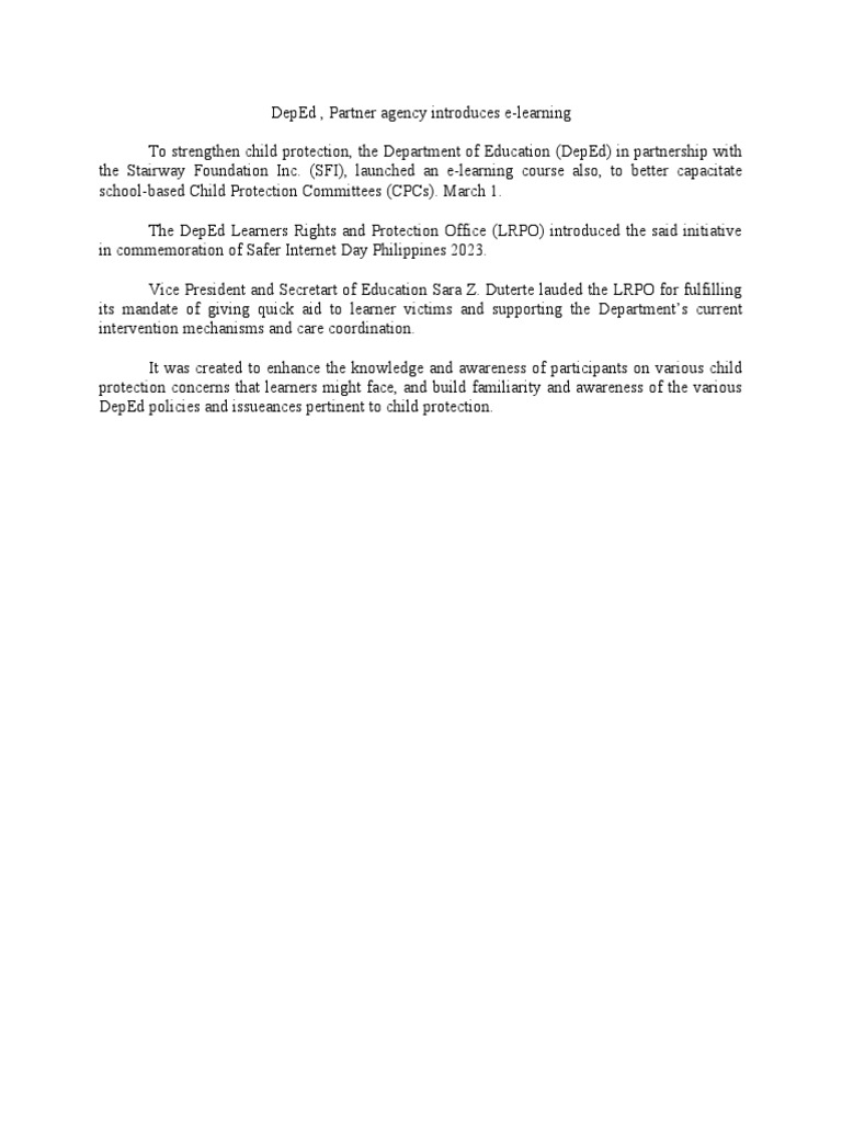 DepEd, Partner Agency Introduces E-Learning | PDF | Social Science