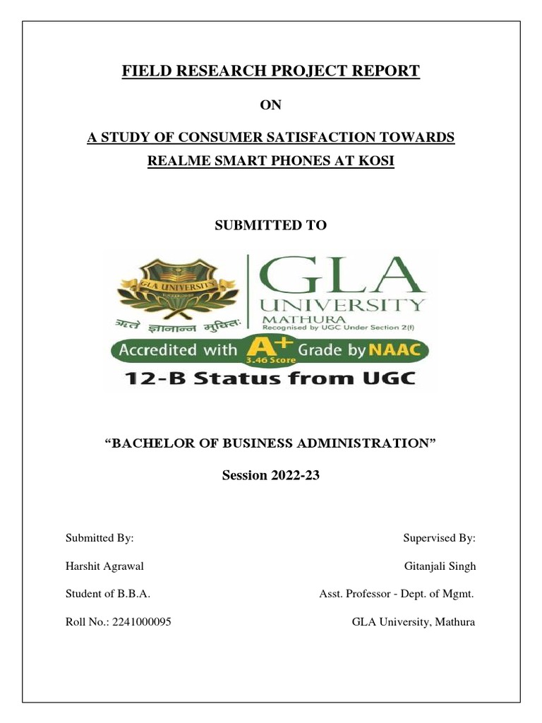 Complete Field Project Report On Realme H A | PDF | Mobile App | Android (Operating System)