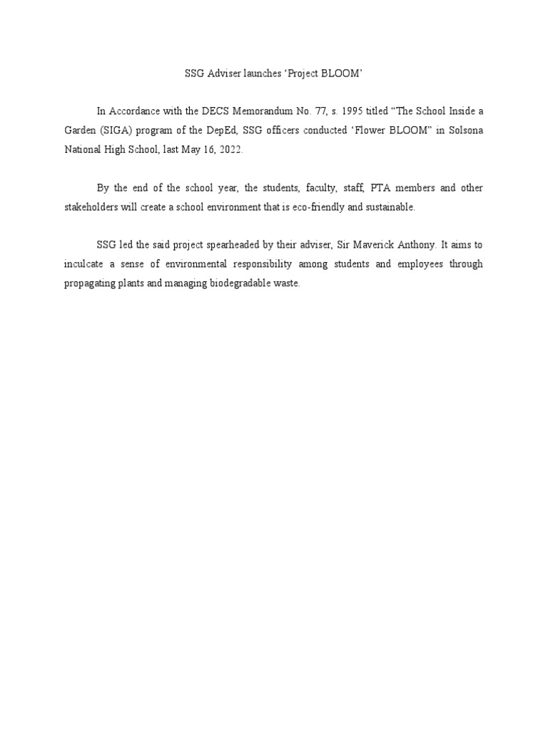 Project BLOOM 2 | PDF