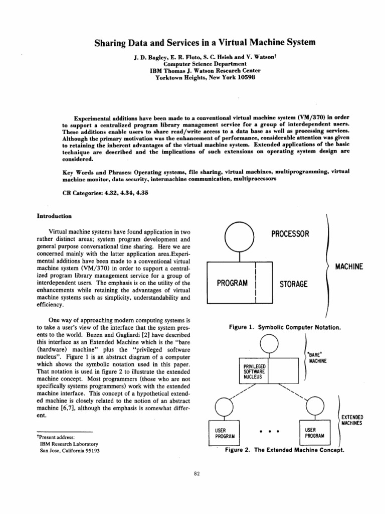 Sharing Data and Services in A Virtual Machine System: Privileged Nucleus | PDF | Virtual ...