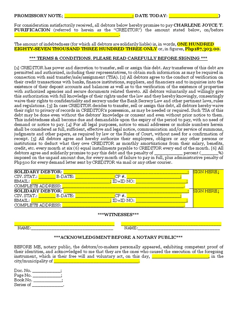 Simple PN Promissory Note | PDF | Debt | Debtor