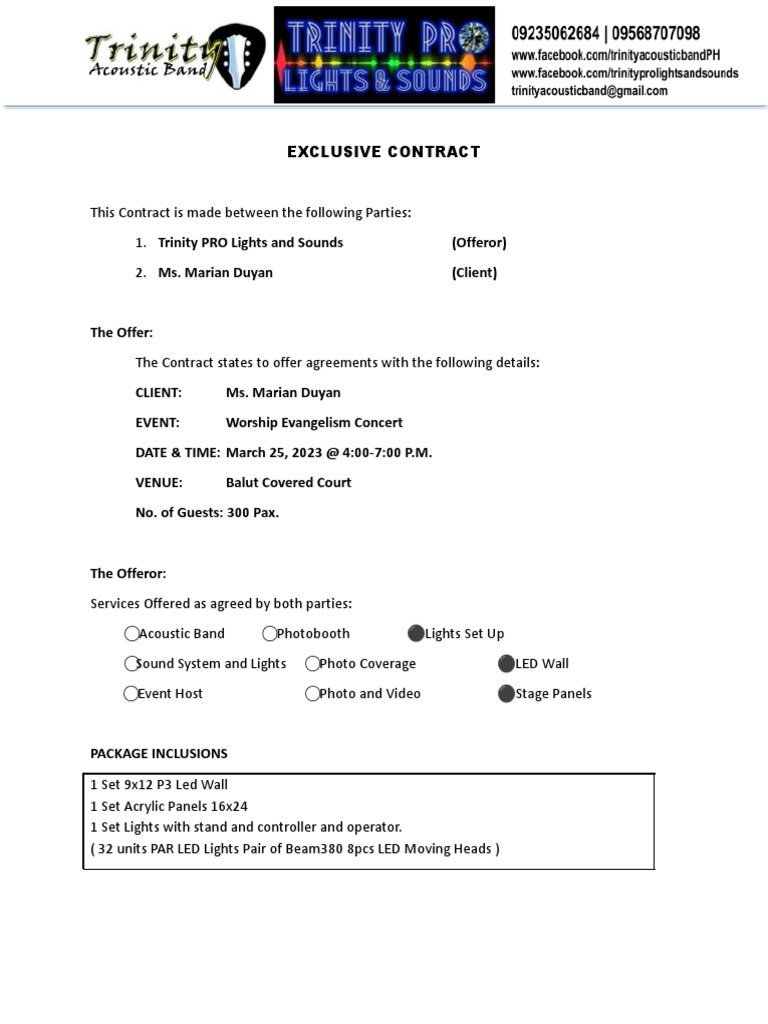Contract Sounds and Lights | PDF | Economies | Business