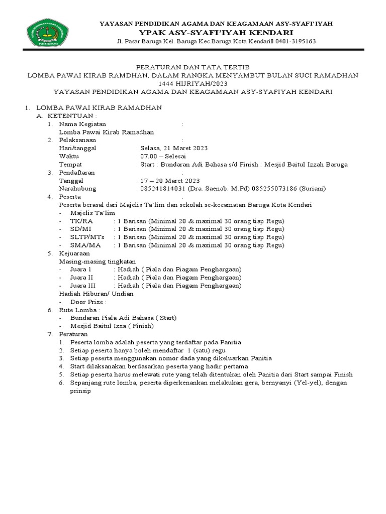 Instrumen Penilaian Kirab Ramadhan 2023 | PDF