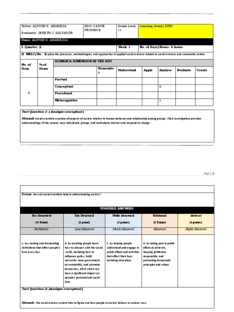 Diss Solo Test Exam | PDF | Science | Social Sciences
