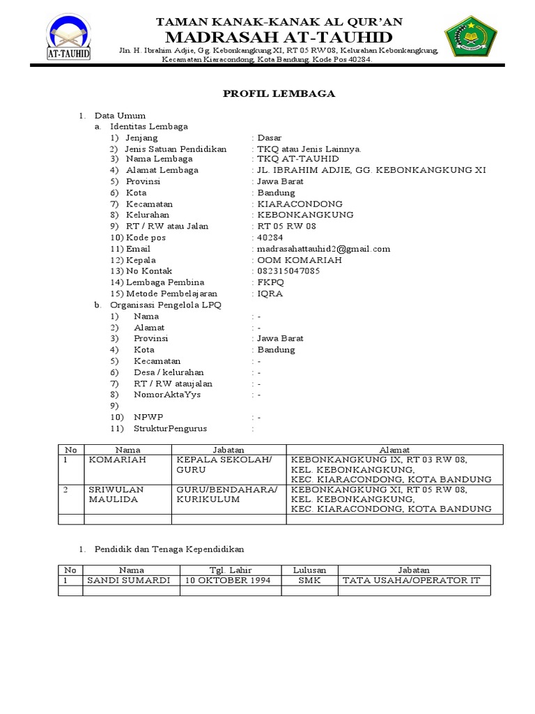 Profil Lembaga | PDF