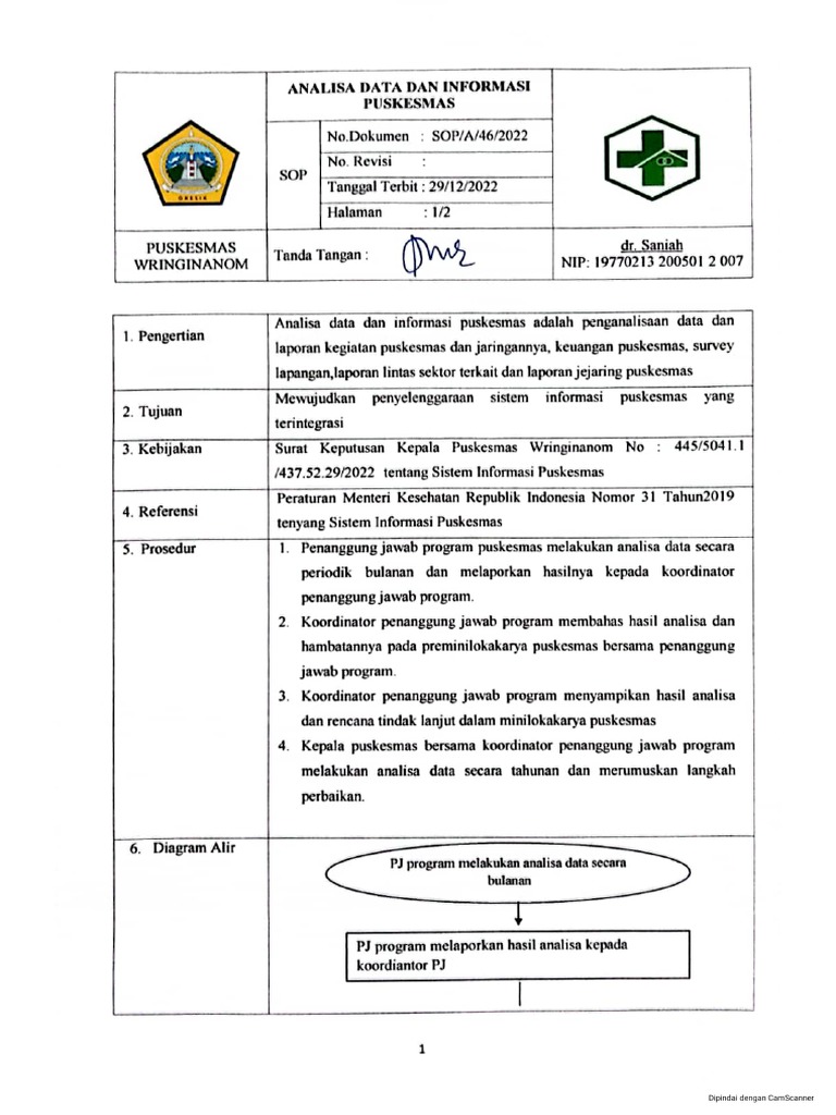 SOP Analisa Data Dan Informasi | PDF
