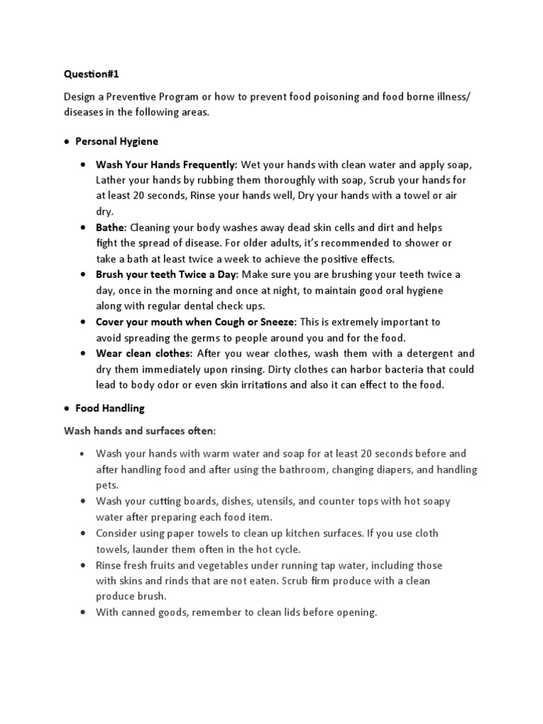 Food Handling Assignment | PDF | Hand Washing | Hygiene