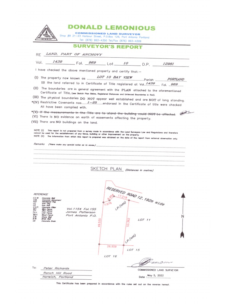 Surveyor's Report PDF | PDF