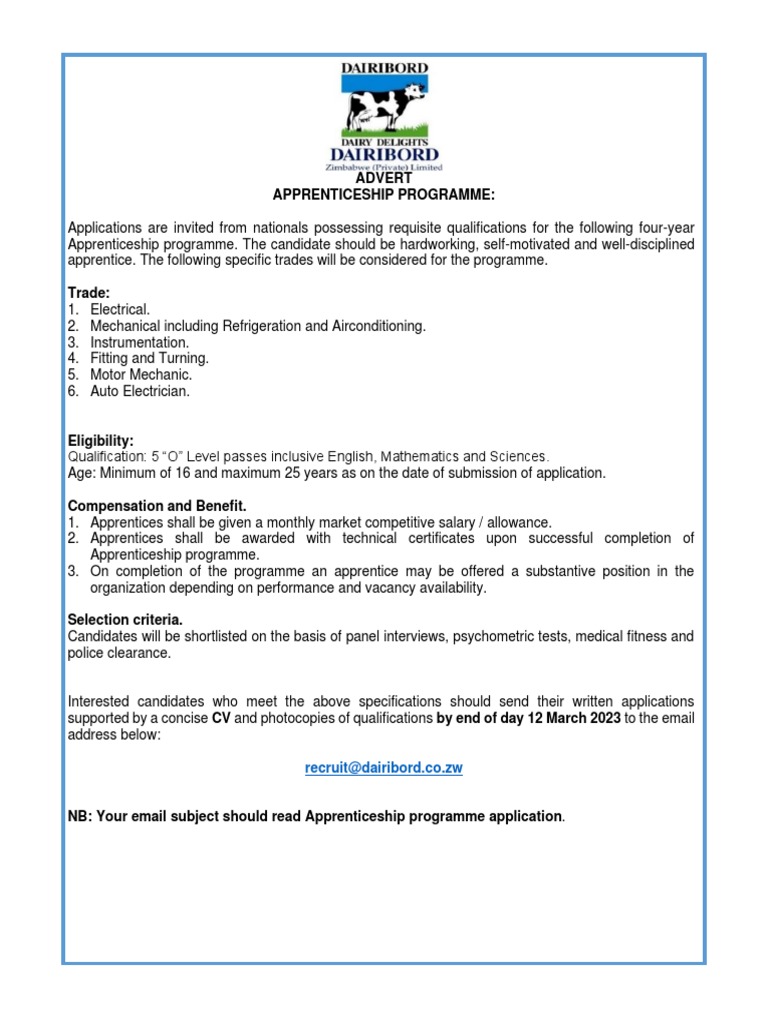 Apprenticeship Advert. - 2023 | PDF | Career & Growth | Business