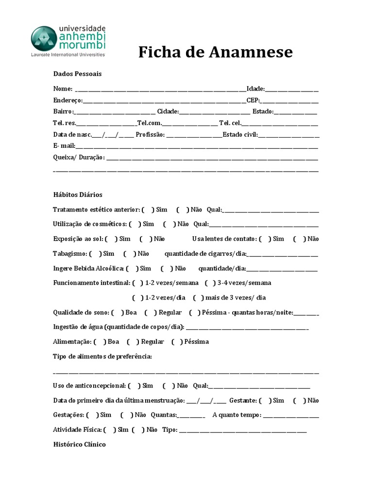 ANEXO 1. ECII - Ficha Anamnese | PDF | Epilepsia | Medicina Clínica