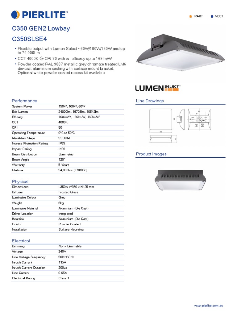 Pierlite-C350 Gen2 Lowbay C350slse4 | PDF | Electricity | Electrical ...