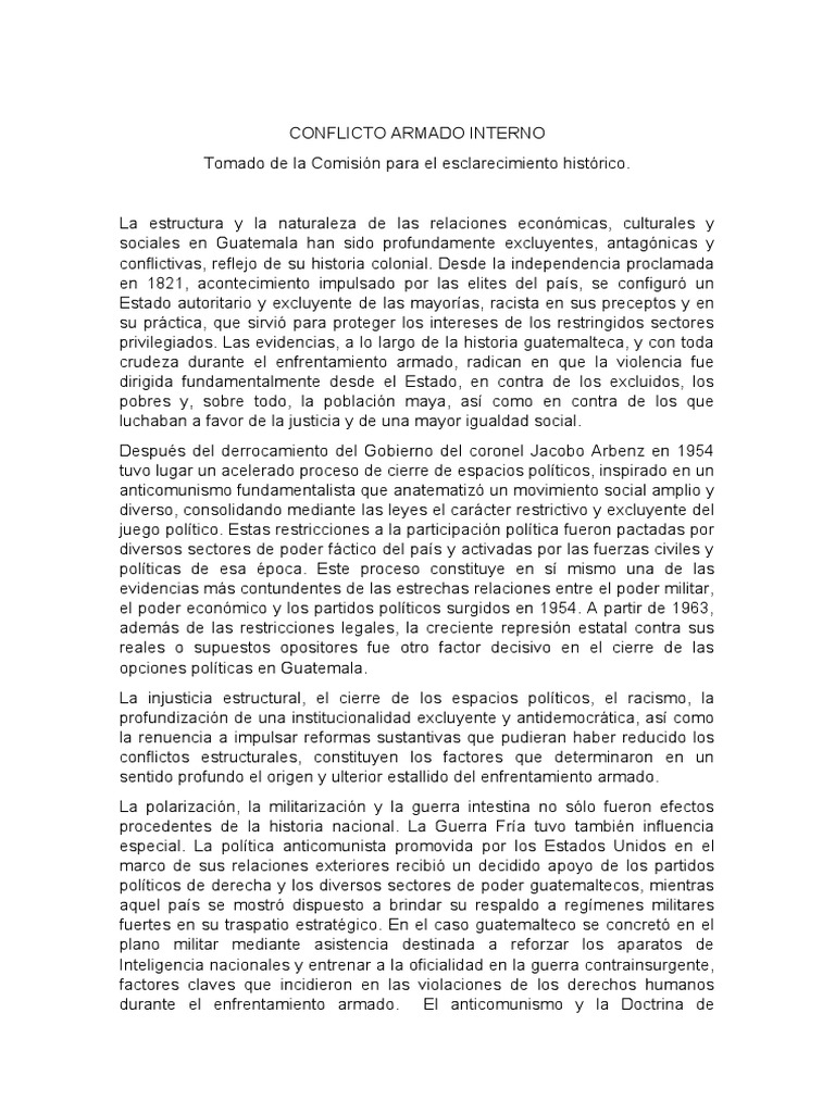 El origen y desarrollo del conflicto armado interno en Guatemala | PDF ...