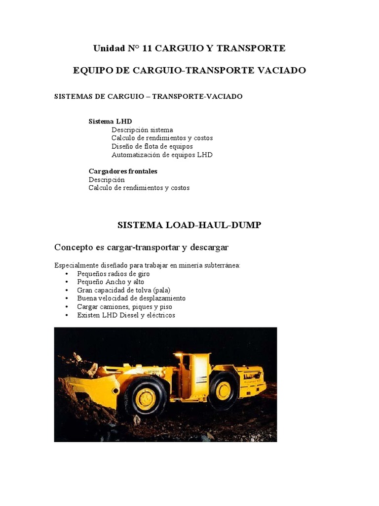 Equipo de Carguio LHD Icm | PDF | Minería | Camión
