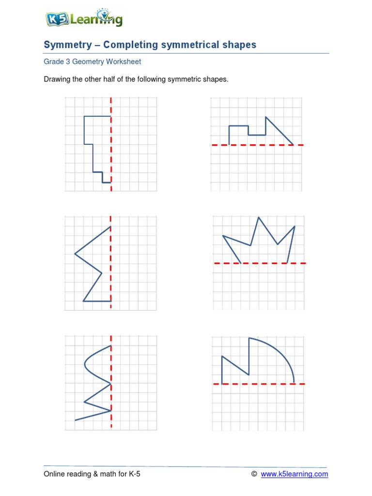 Symmetry - Completing Symmetrical Shapes: Drawing The Other Half of The Following Symmetric ...