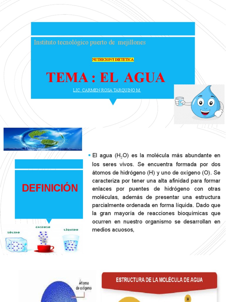 Presentación1 NUTRICION AGUA | PDF | Propiedades del agua | Agua