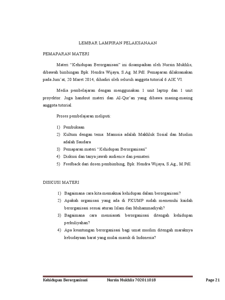 LEMBAR LAMPIRAN PELAKSANAAN.docx | PDF