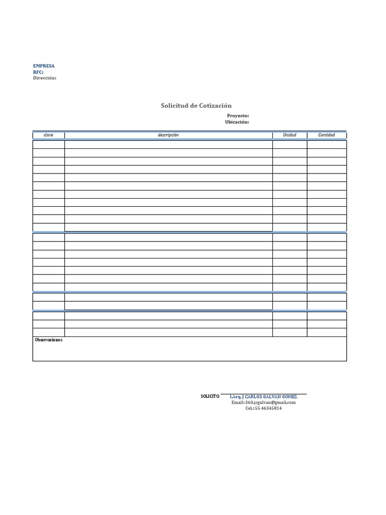 Solicitud de Cotización | PDF