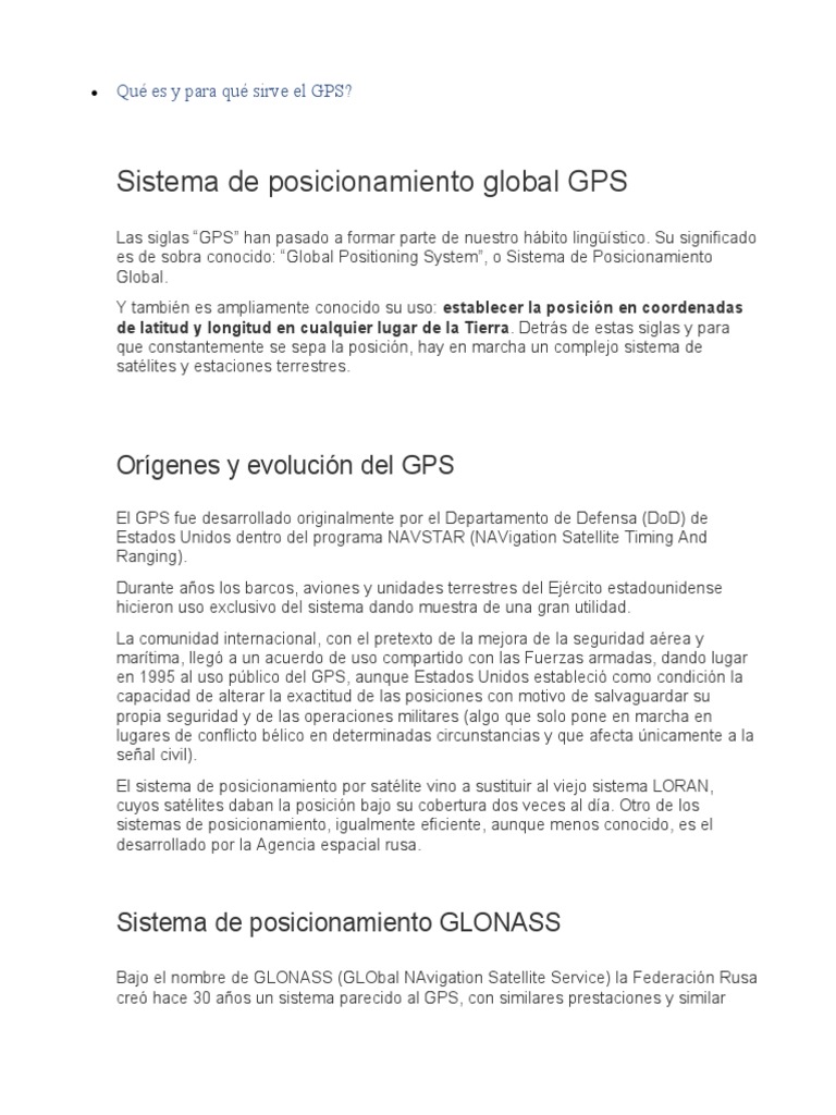 Qué es el GPS y su funcionamiento | PDF