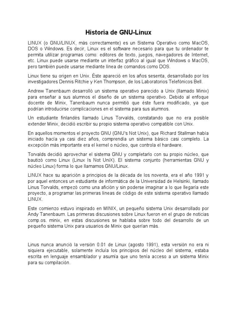 GNU LINUX, Filosofía de Software Libre | PDF | Software libre | Unix