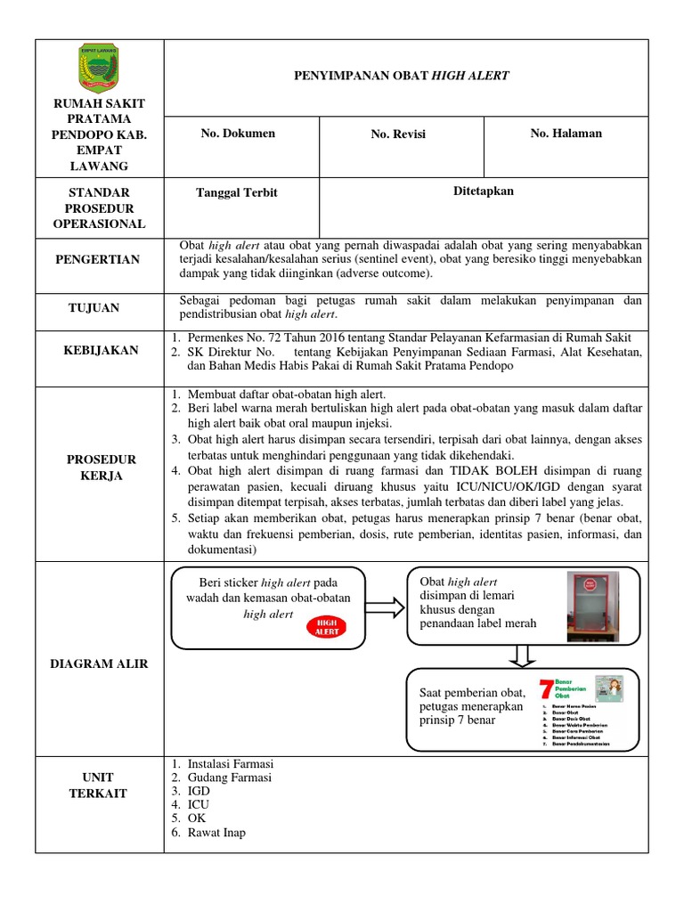 Sop Penyimpanan High Alert | PDF