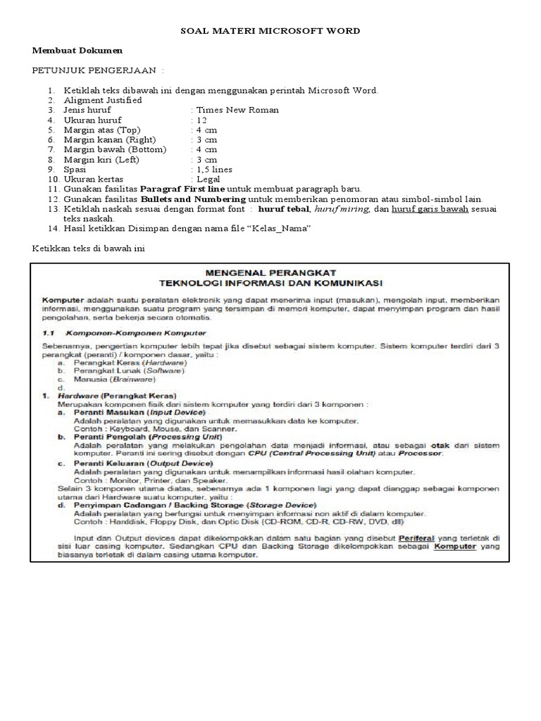 Soal Ujian Praktek Tik | PDF