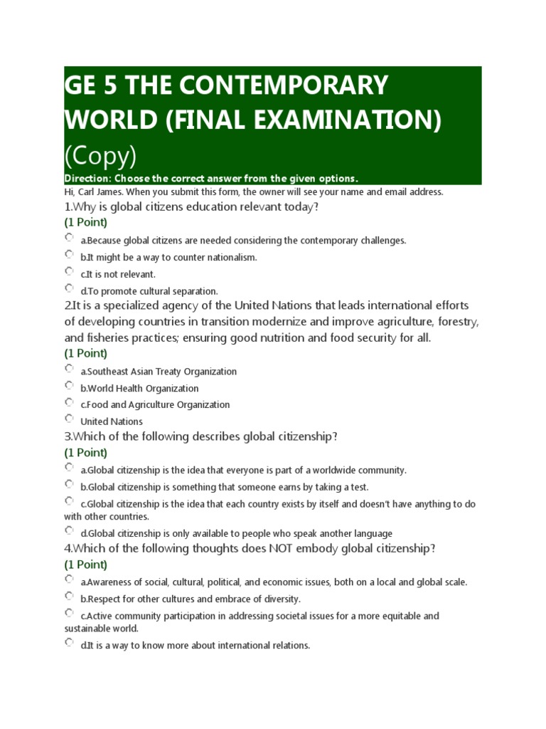 Ge 5 The Contemporary World | PDF | Agriculture | Human Migration
