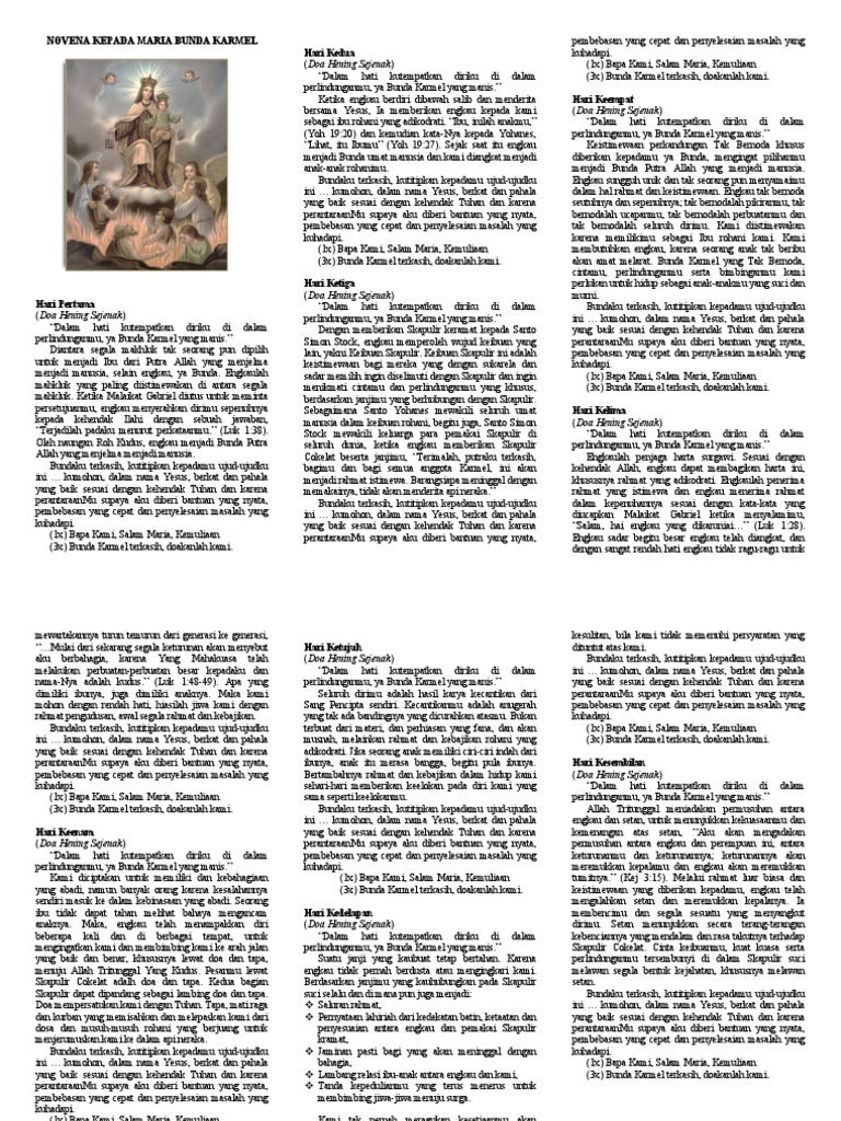 Novena Kepada Maria Bunda Karmel | PDF