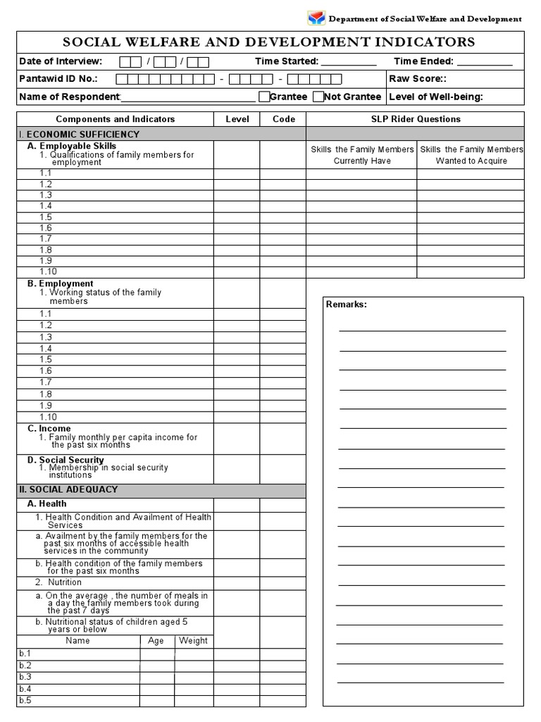 SWDI Score Sheet | PDF | Income | Salary