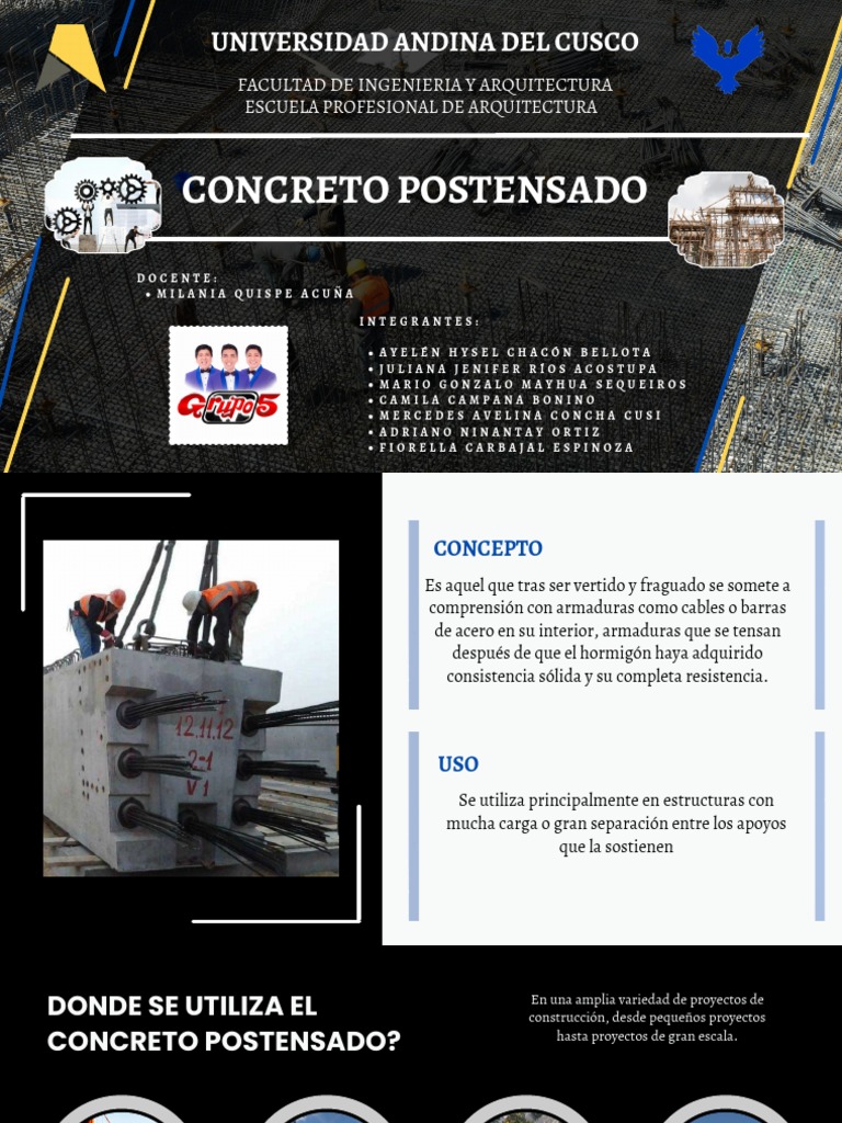 Grupo 5 - Concreto Postensado | PDF | Hormigón | Hormigón pretensado