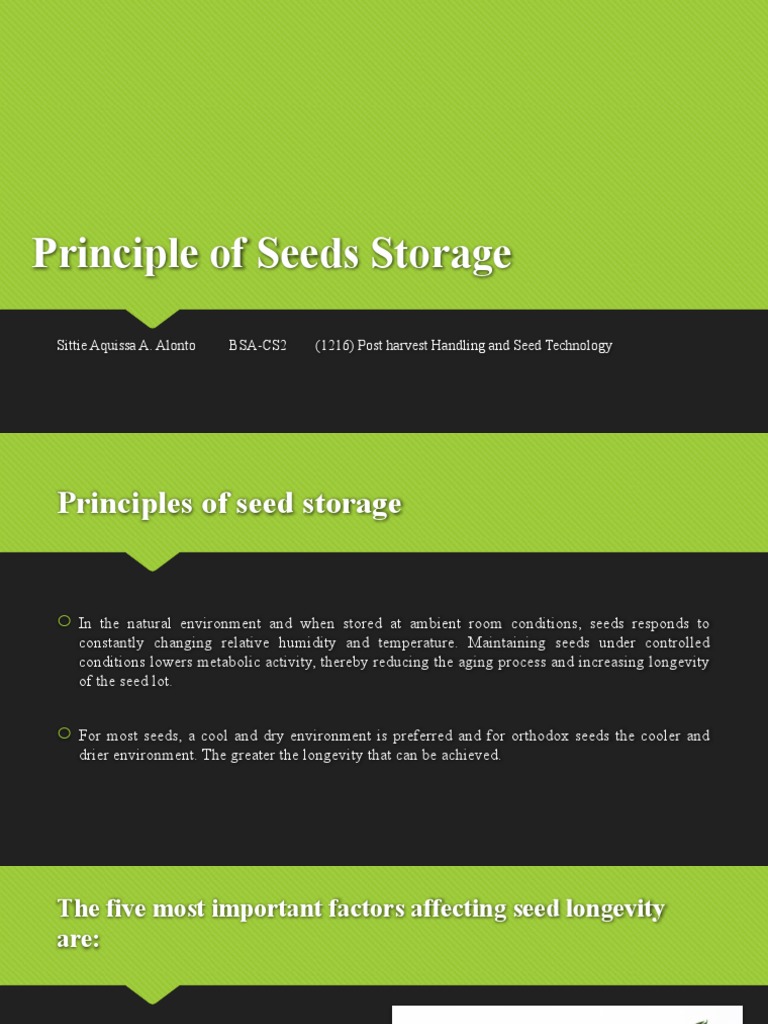 Principle of Seeds Storage | PDF | Seed | Rice