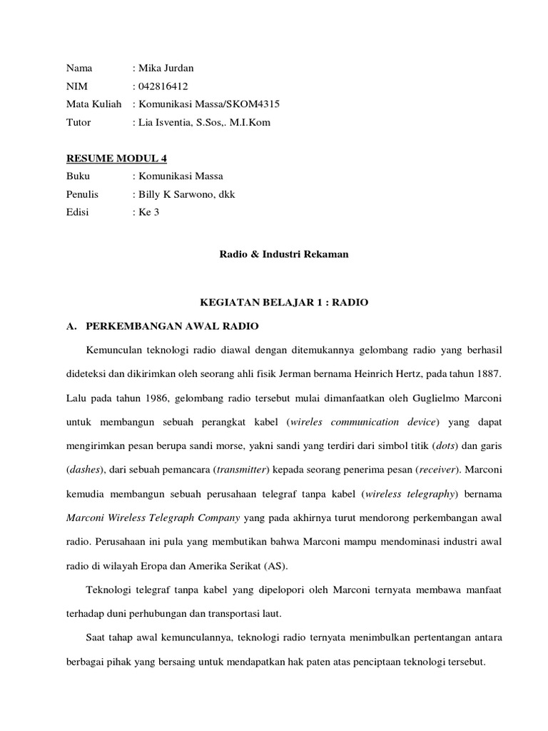 Resume Modul 4 Kom. Massa | PDF