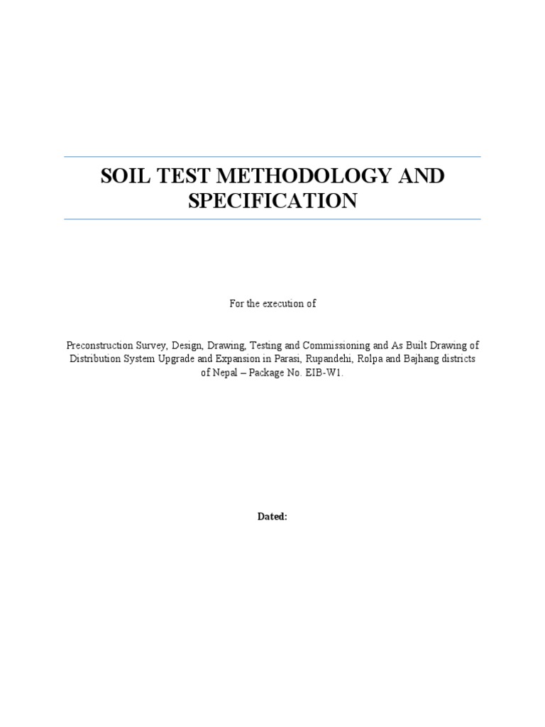 Soil TESt METHODOLOGY AND SPECIFICATION | PDF | Civil Engineering ...