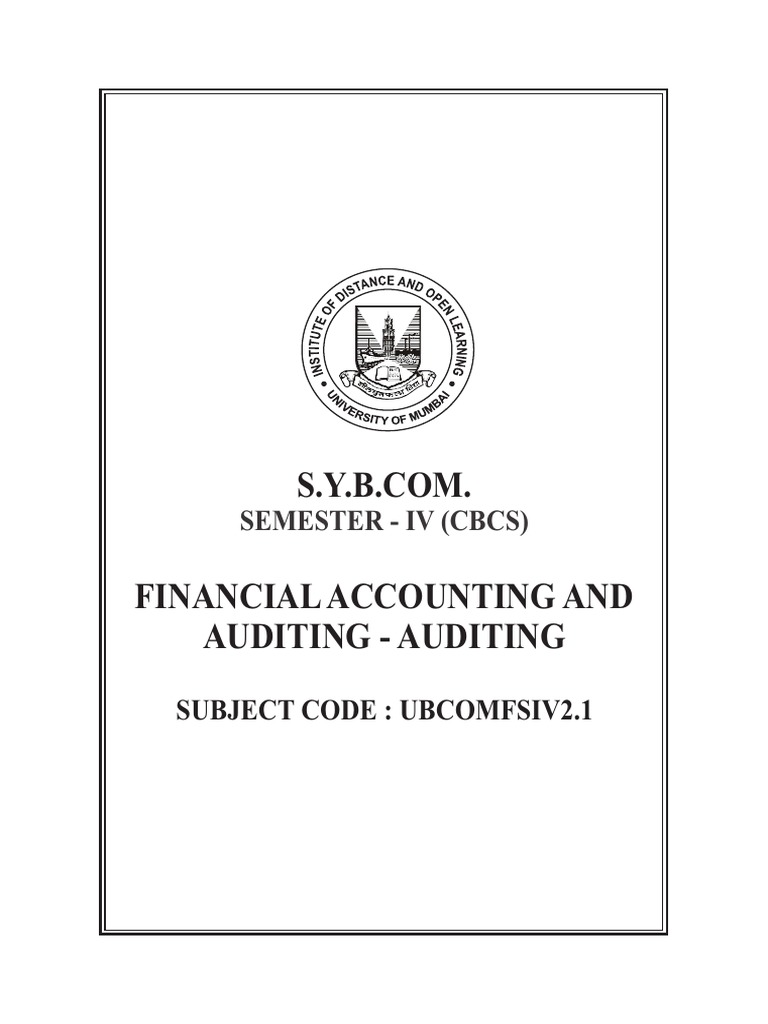 SYBCOM Semester IV Financial Accounting and Auditing - Auditing 2 | PDF ...