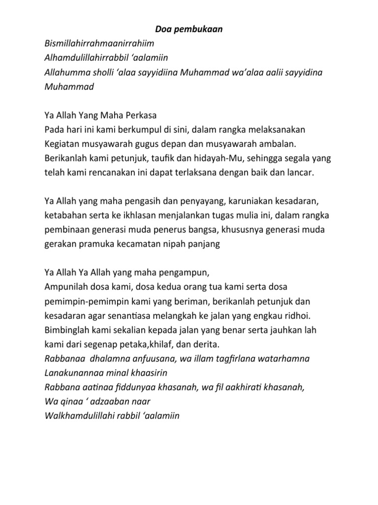 Doa Pembukaan Dan Penutupan 2023 | PDF