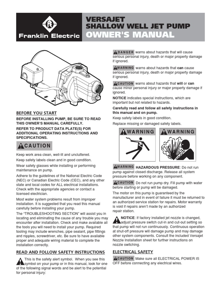 VersaJet Manual | Download Free PDF | Pump | Plumbing