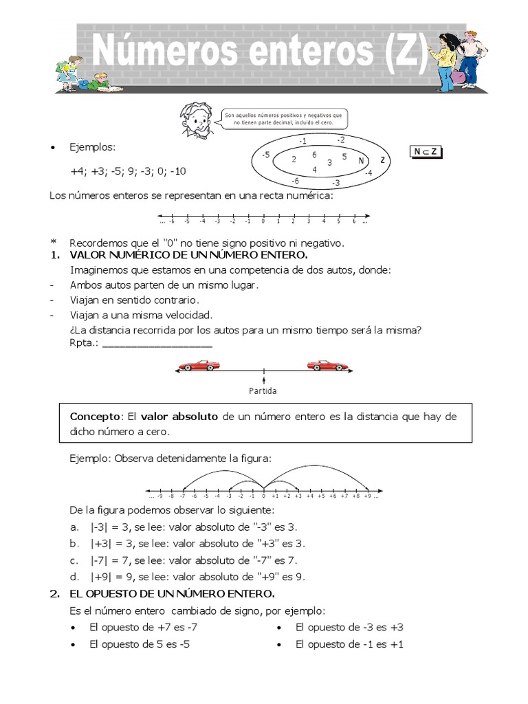 NÚMEROS ENTEROS 1ro y 2do | PDF | Entero | Matemáticas