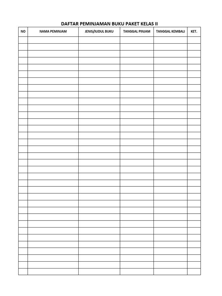 Daftar Peminjaman Buku Paket | PDF