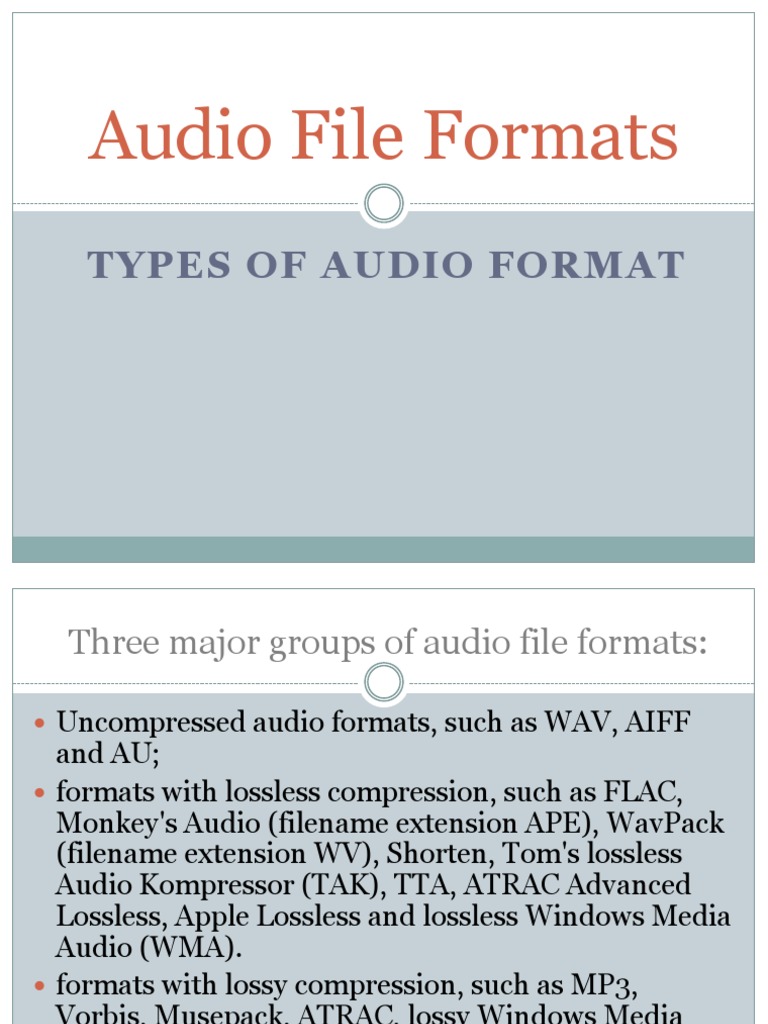 Audio File Formats | Download Free PDF | Data Compression | Codec