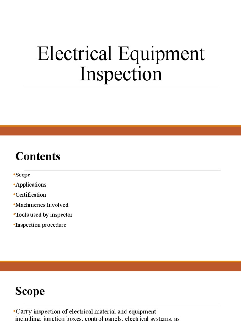 Electrical Equipment Inspection | PDF