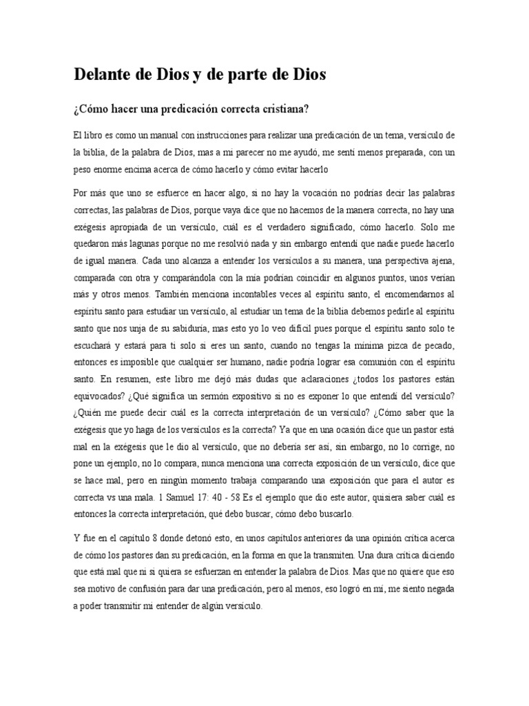 Delante de Dios y de Parte de Dios | PDF | espíritu Santo | Dios