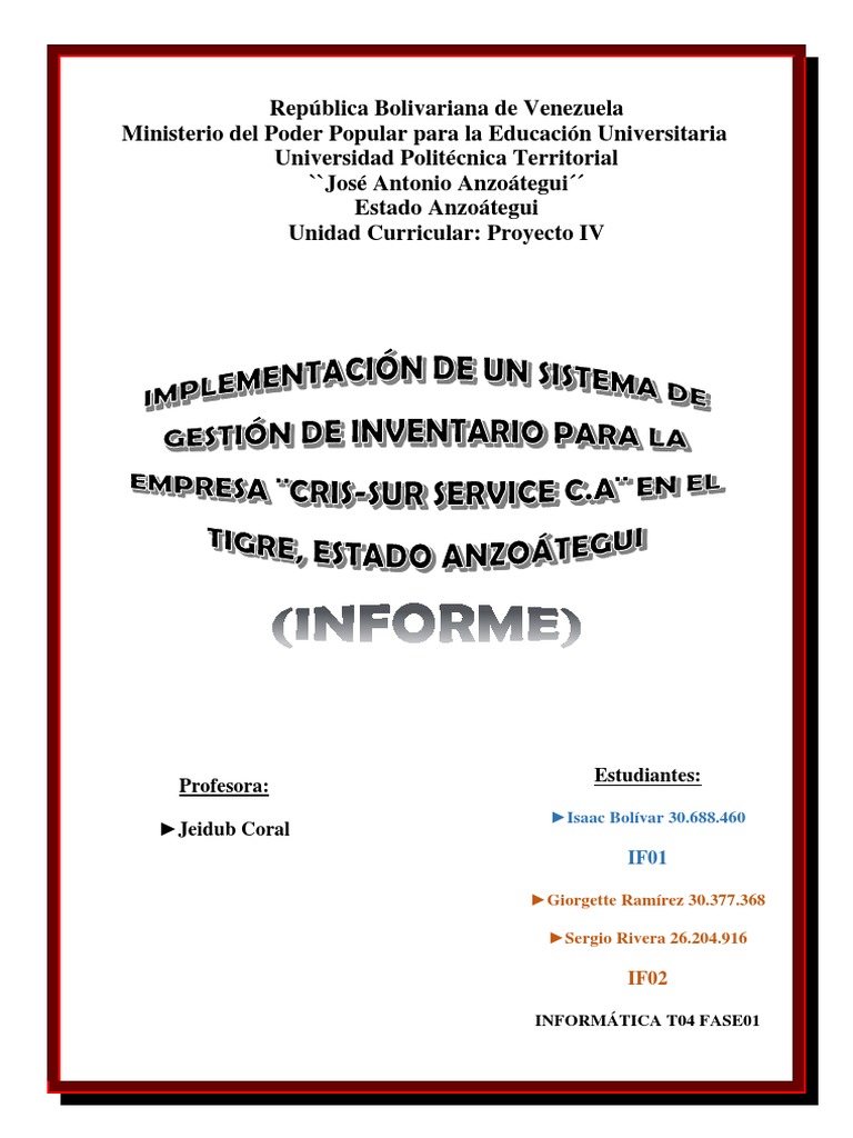 Informe - Proyecto - If01 & If02 - T04 | PDF | Software libre | Hardware de la computadora