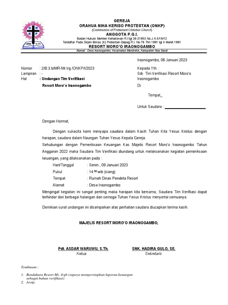 Surat Undangan Tim Verifikasi PDF | PDF