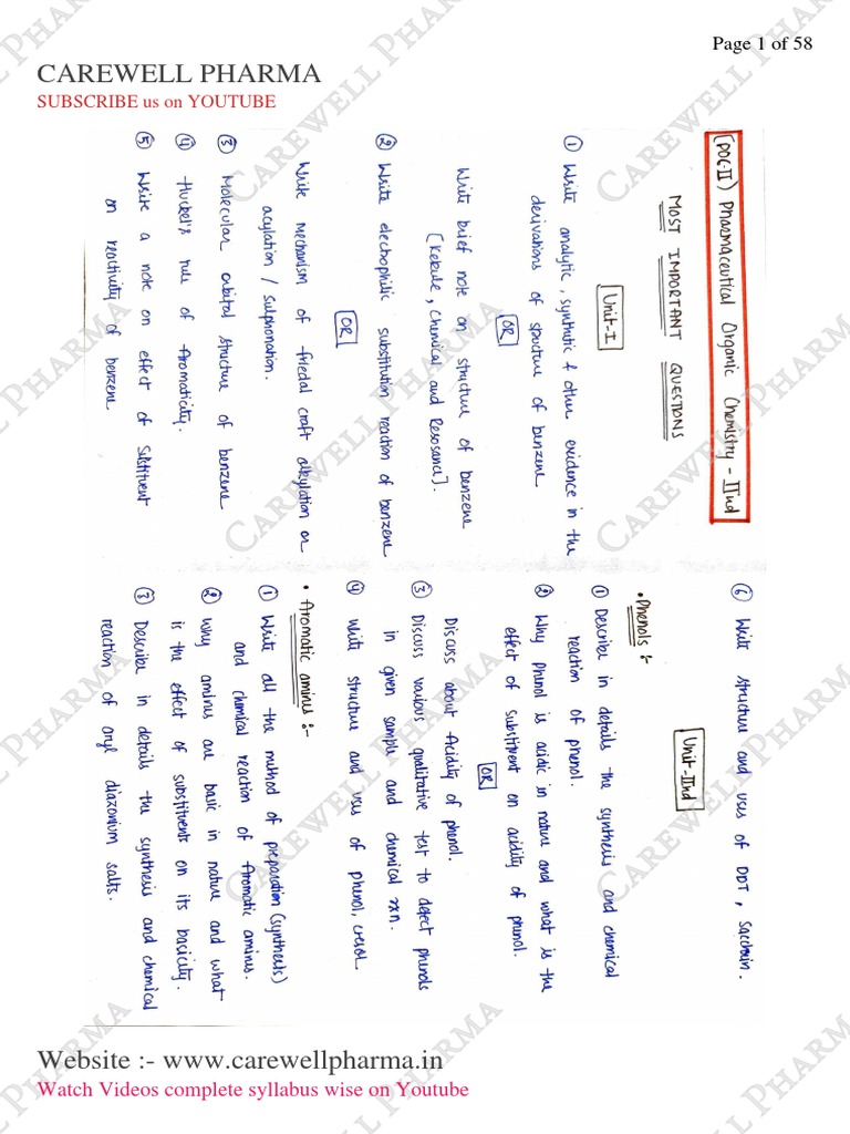 Imp - Questions - Poc - 2, Carewell - Pharma PDF | PDF | Molecules | Atoms