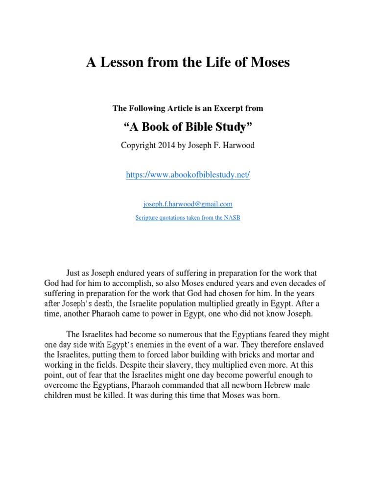 A Lesson From The Life of Moses | PDF | Moses | Torah Books