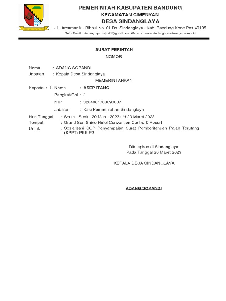 Surat Tugas Kolektor PBB | PDF