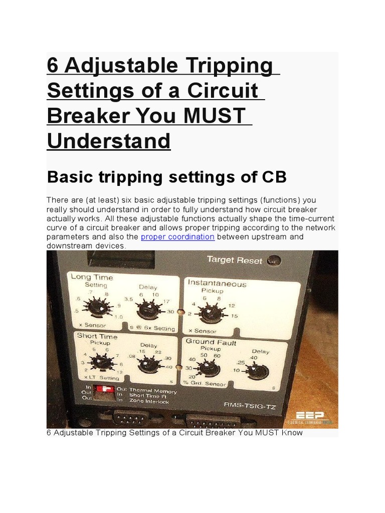 6 Adjustable Tripping Settings of A Circuit Breaker You Must Understand ...