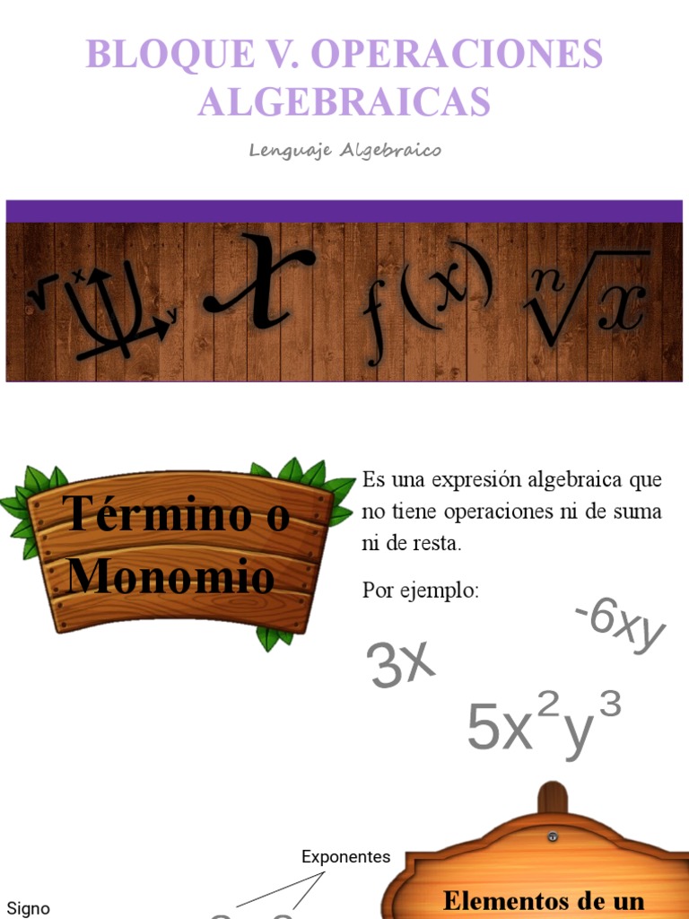 Bloque v. Operaciones Algebraicas | PDF | Álgebra | Relaciones matematicas