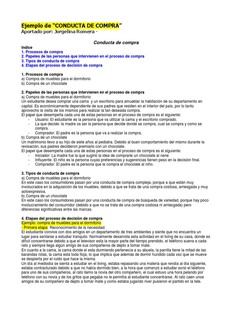 Ejemplo - Conducta de Compra | PDF | Comportamiento