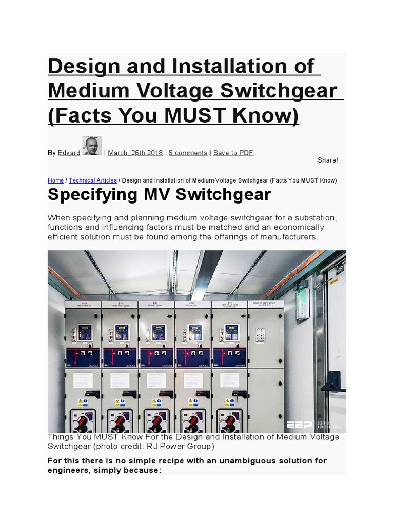 Medium Voltage Switchgear Design Guide | PDF | Electrical Substation ...